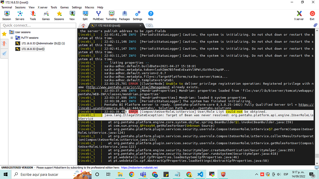 Inicialización de pentaho - Installation - LinceBI